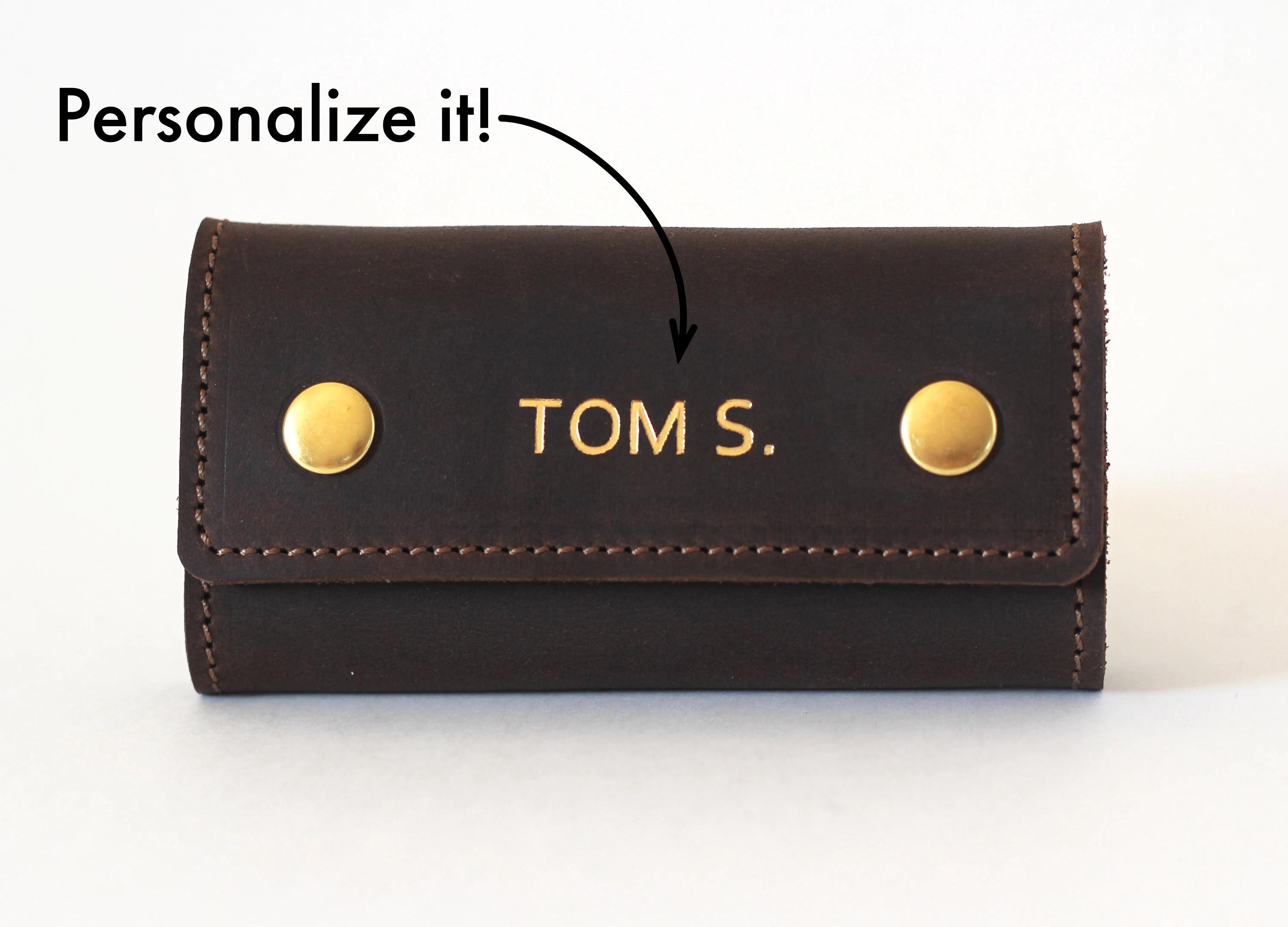 Leather Key Pouch, Leather Key Holder, Personalized Keychain, Leather ...