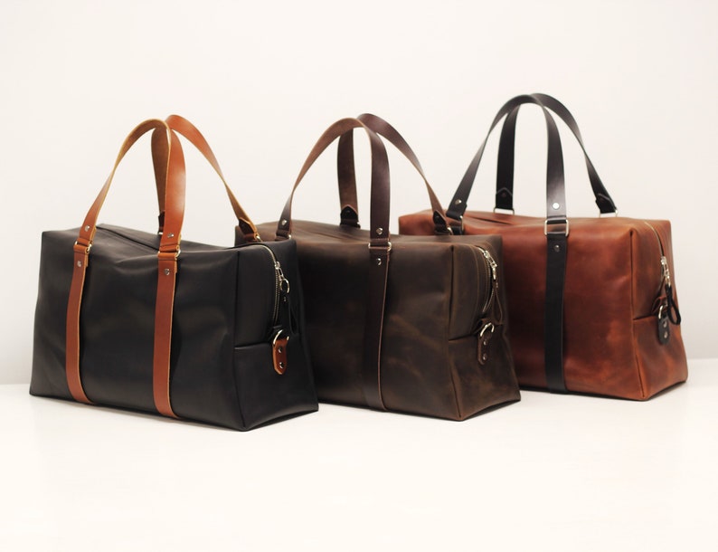 Brown Leather Duffel Bag by Pol Leather Studio Well Made Bag | Etsy