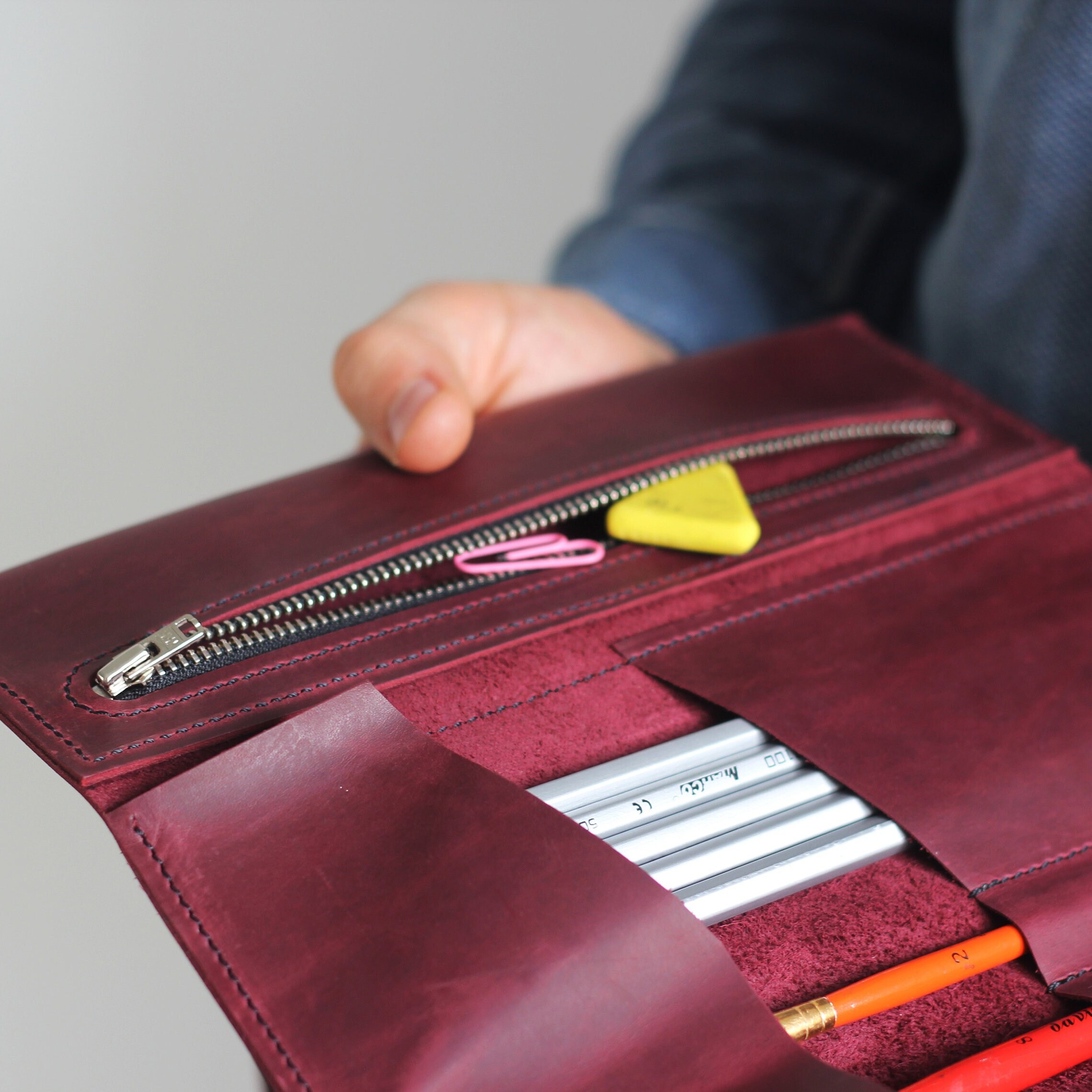 Architect Gift, Leather Pencil Case for Designer, Custom Tool Roll ...