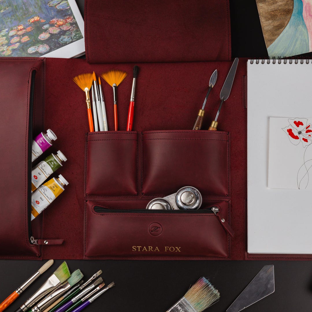 Minimalist Leather Sketchbook Cover, Simple Artist Journal Holder ...