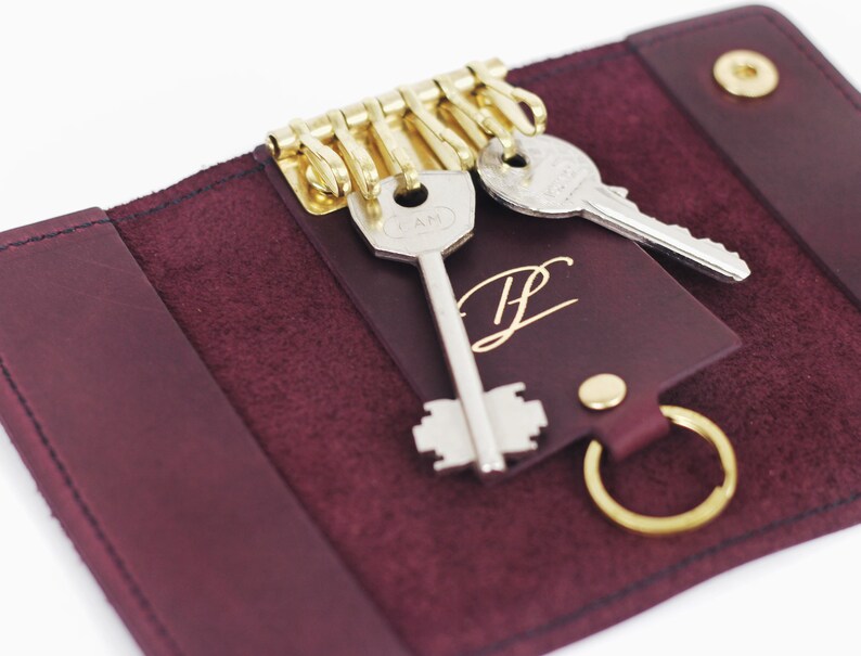 Purple Key Case Leather Key Pouch Christmas Gift | Etsy