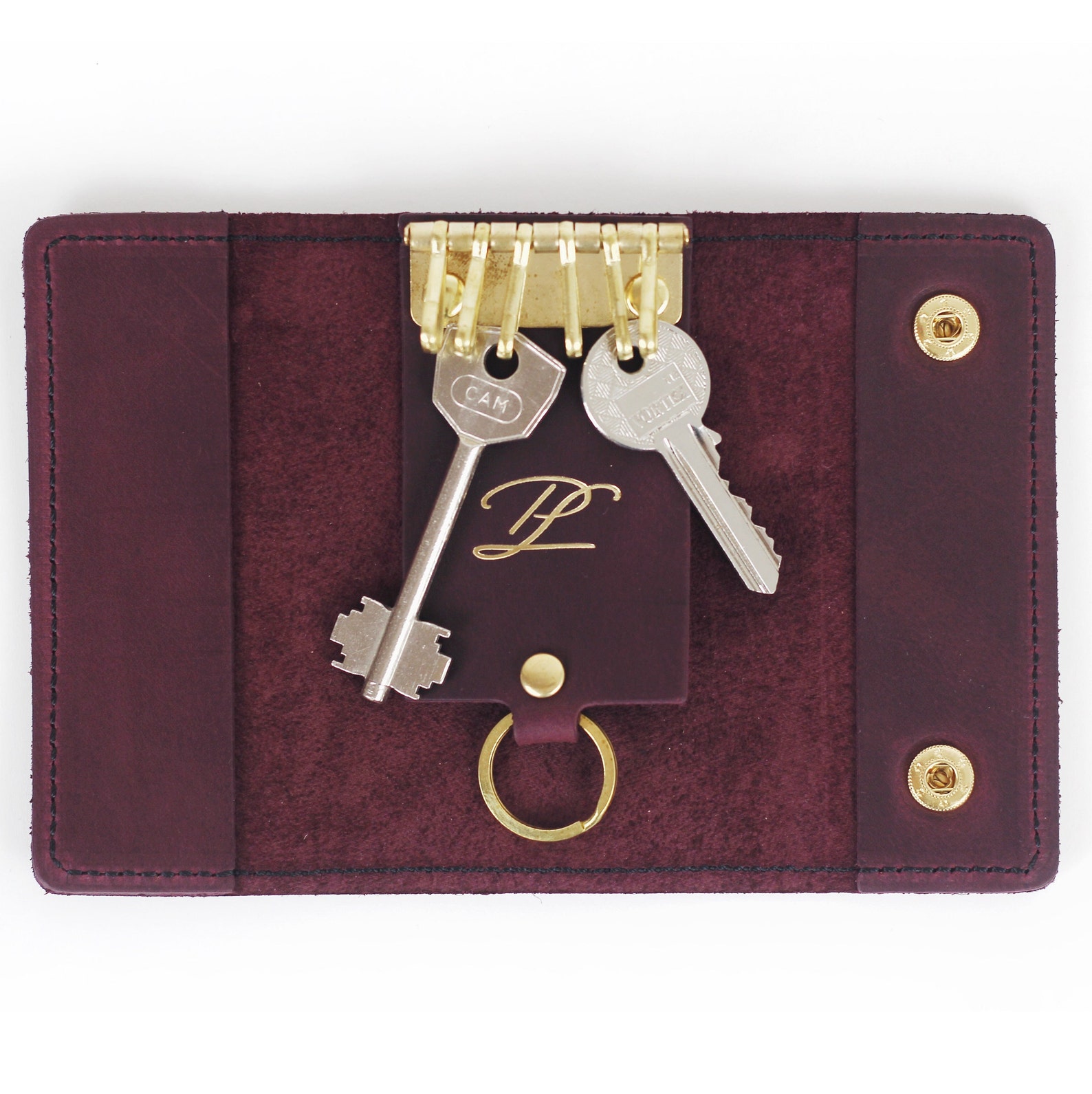Purple Key Case, Leather Key Pouch, Personalized Keychain, Custom Key ...