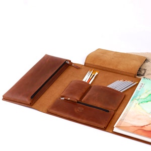 Back to School Gift for Art Student, Leather Sketchbook Cover, Drawing ...