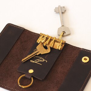 Leather Key Pouch, Leather Key Holder, Personalized Keychain, Leather ...