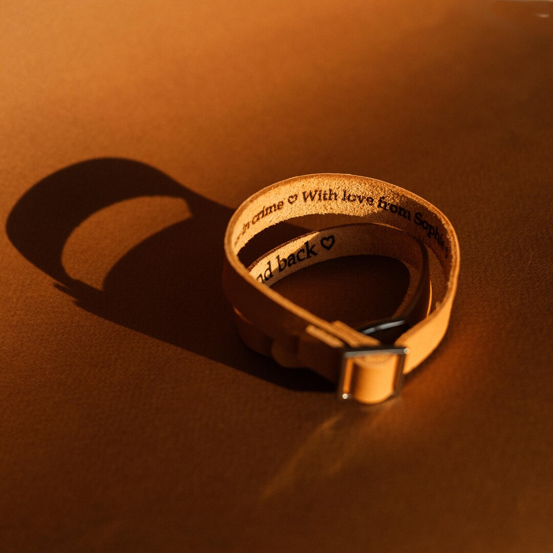Engraved Bracelet for Men, Leather Bracelet Gift, Custom Unisex Gift ...