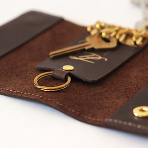 Leather Key Pouch, Leather Key Holder, Personalized Keychain, Leather ...