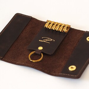 Leather Key Pouch, Leather Key Holder, Personalized Keychain, Leather ...