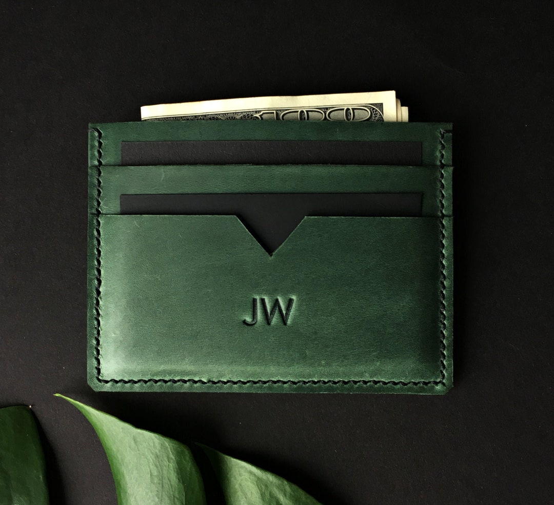 Green Wallet, Valentines Day Gift, Custom Card Holder, Personalized ...