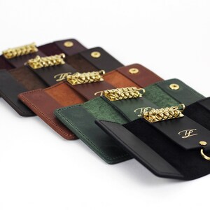 Purple Key Case Leather Key Pouch Christmas Gift | Etsy