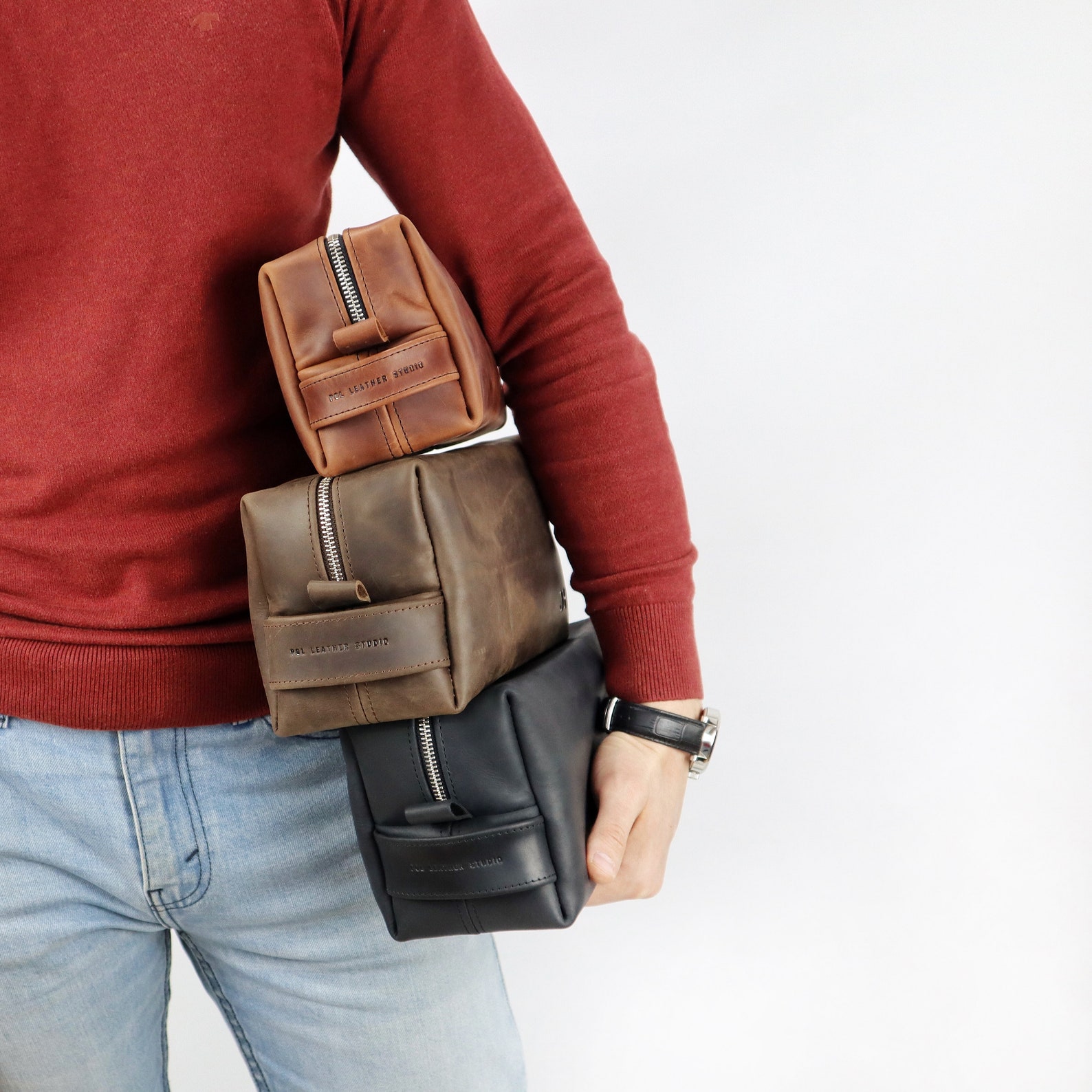 Men's Bathroom Bag, Personalized Toiletry Bag, Brown Leather Toiletry ...