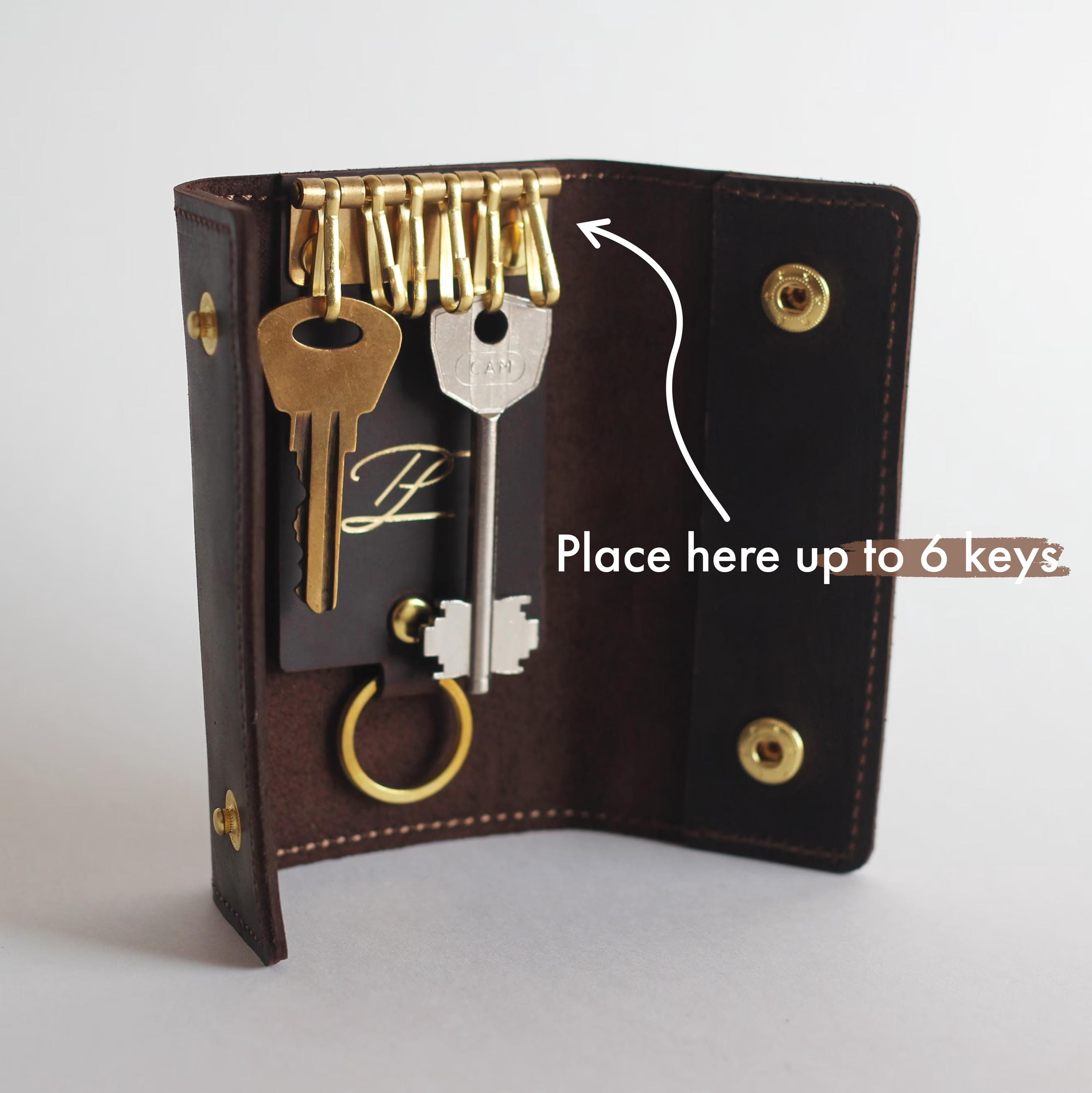 Leather Key Pouch, Leather Key Holder, Personalized Keychain, Leather ...