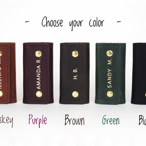 Purple Key Case, Leather Key Pouch, Personalized Keychain, Custom Key ...