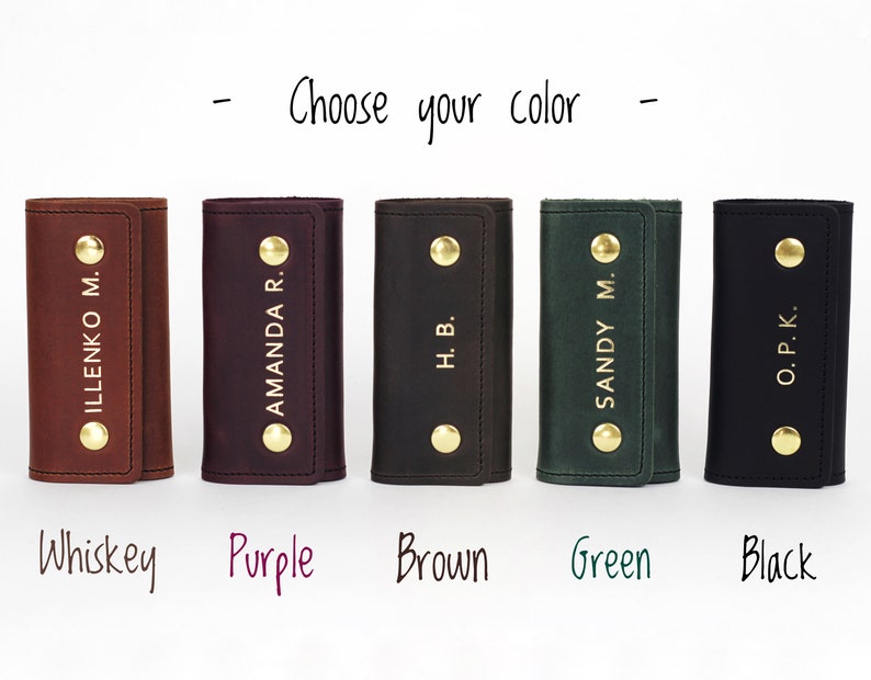 Purple Key Case, Leather Key Pouch, Personalized Keychain, Custom Key ...