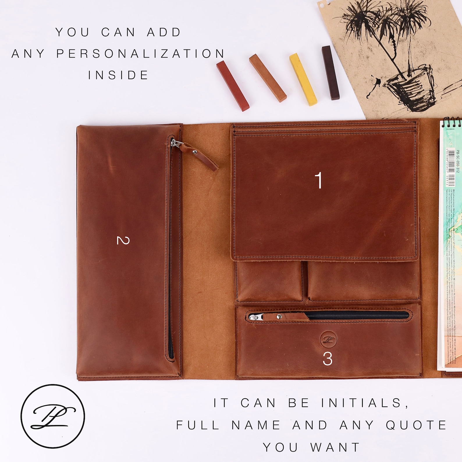 Back to School Gift for Art Student, Leather Sketchbook Cover, Drawing ...