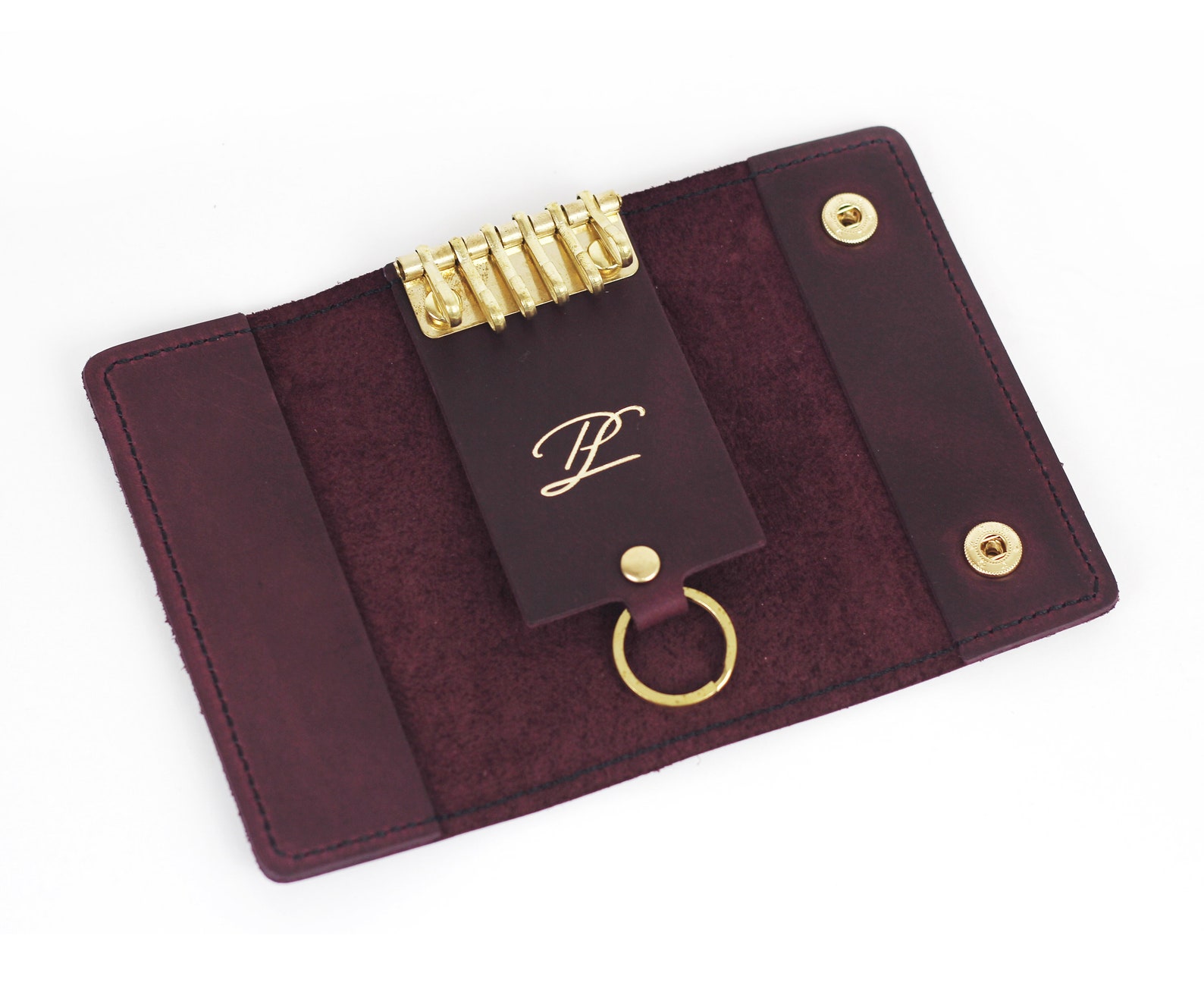 Purple Key Case Leather Key Pouch Christmas Gift | Etsy