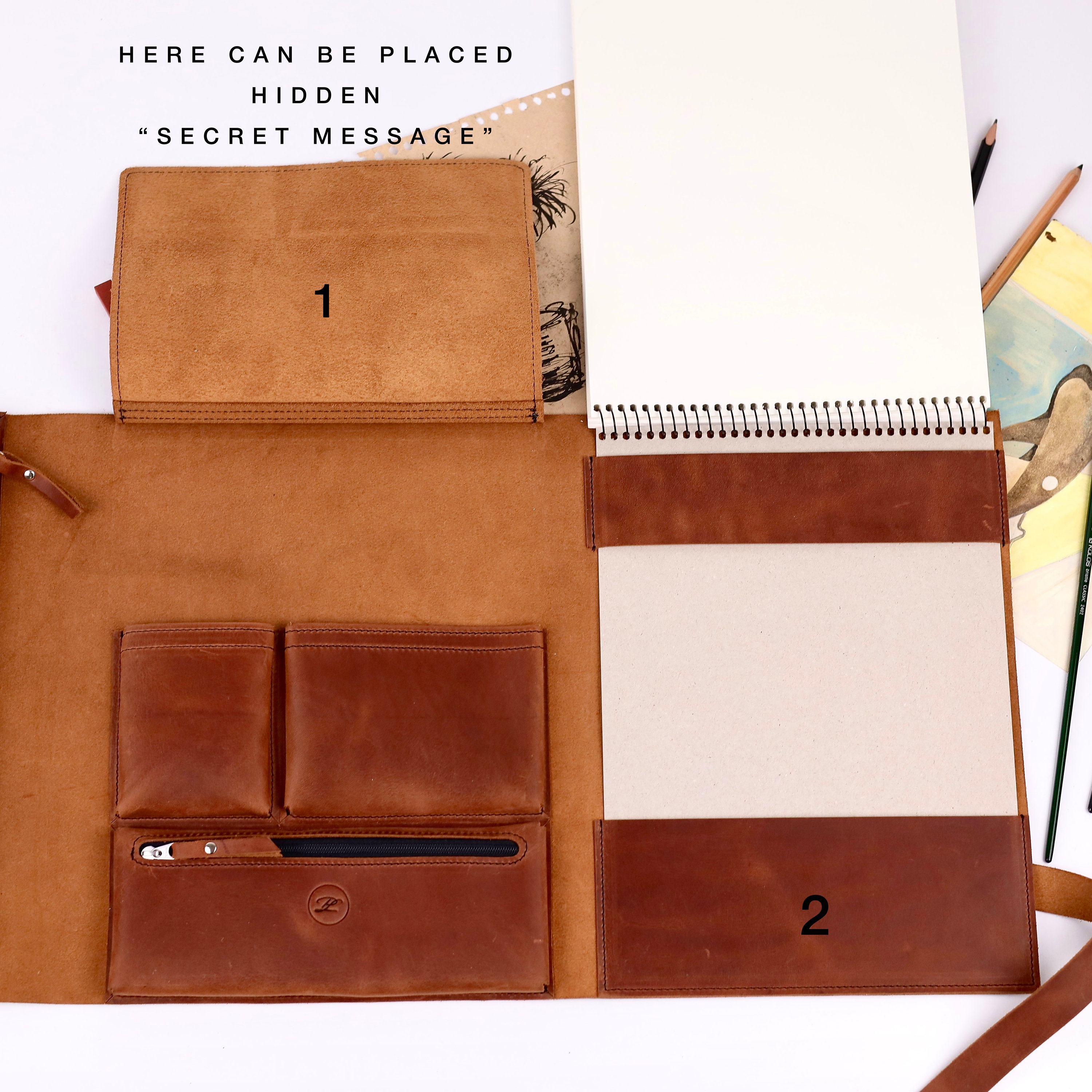 Back to School Gift for Art Student, Leather Sketchbook Cover, Drawing ...