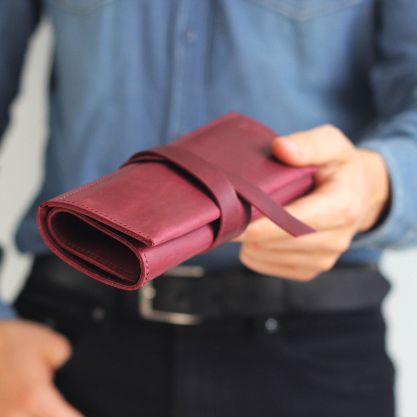 Architect Gift, Leather Pencil Case for Designer, Custom Tool Roll ...