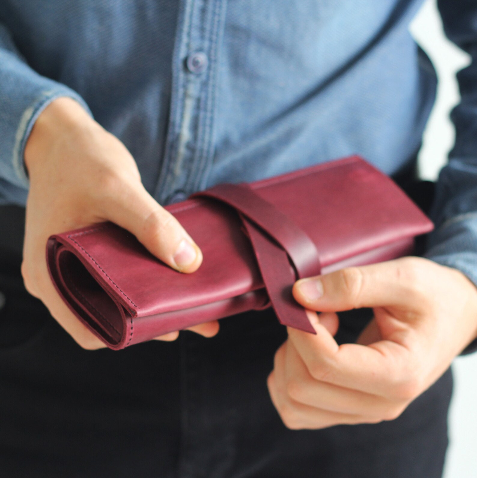 Architect Gift, Leather Pencil Case for Designer, Custom Tool Roll ...
