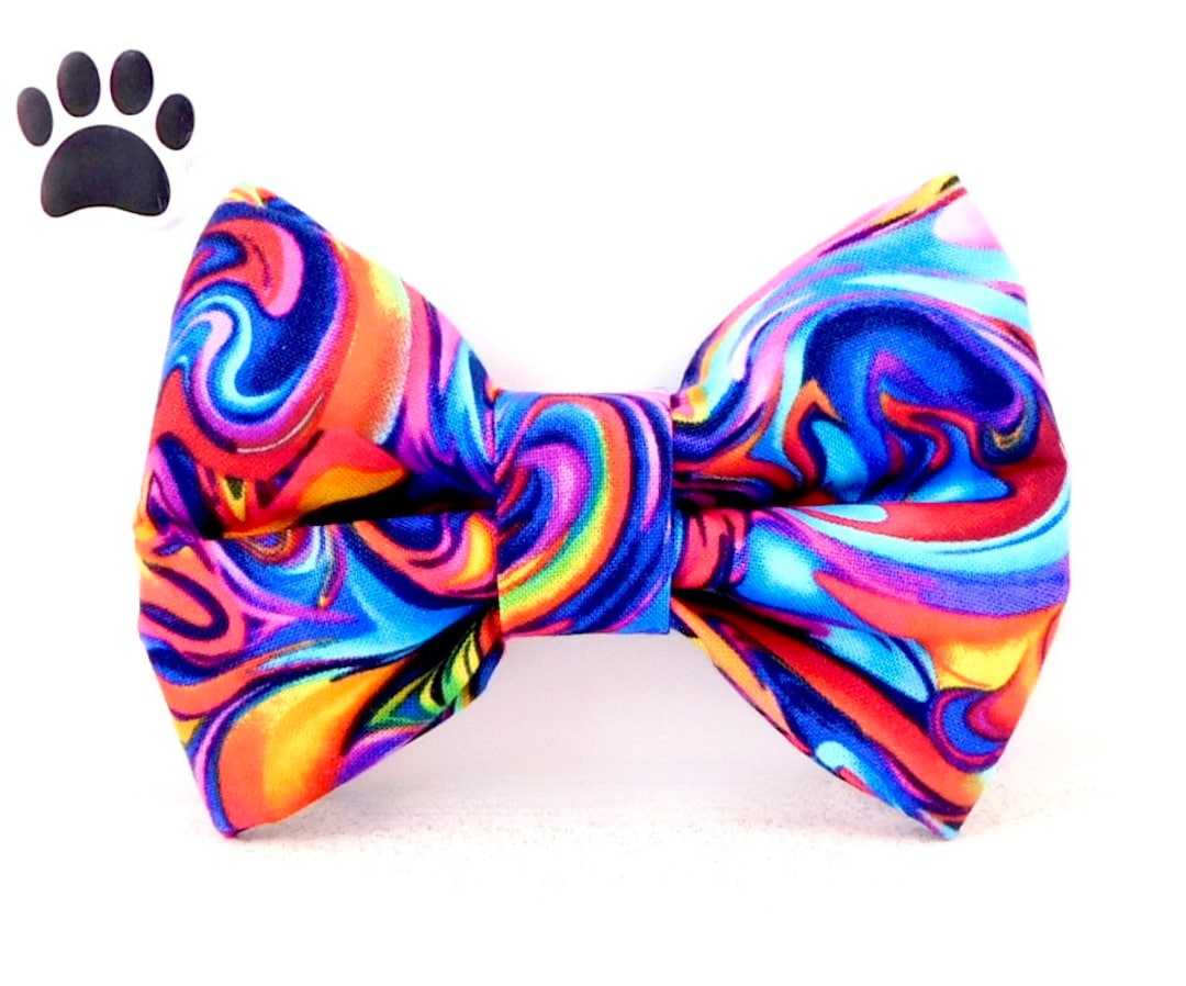 Rainbow Oil Slick Dog Bow / Oil Slick Cat Bow / Trippy Dog Bow Tie ...