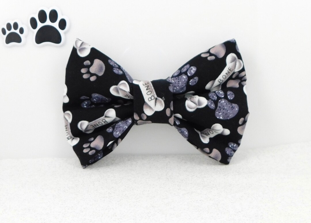 Black Bow With Dog Bones Bow Tie for Dogs / Dog Gotcha Day Birthday ...