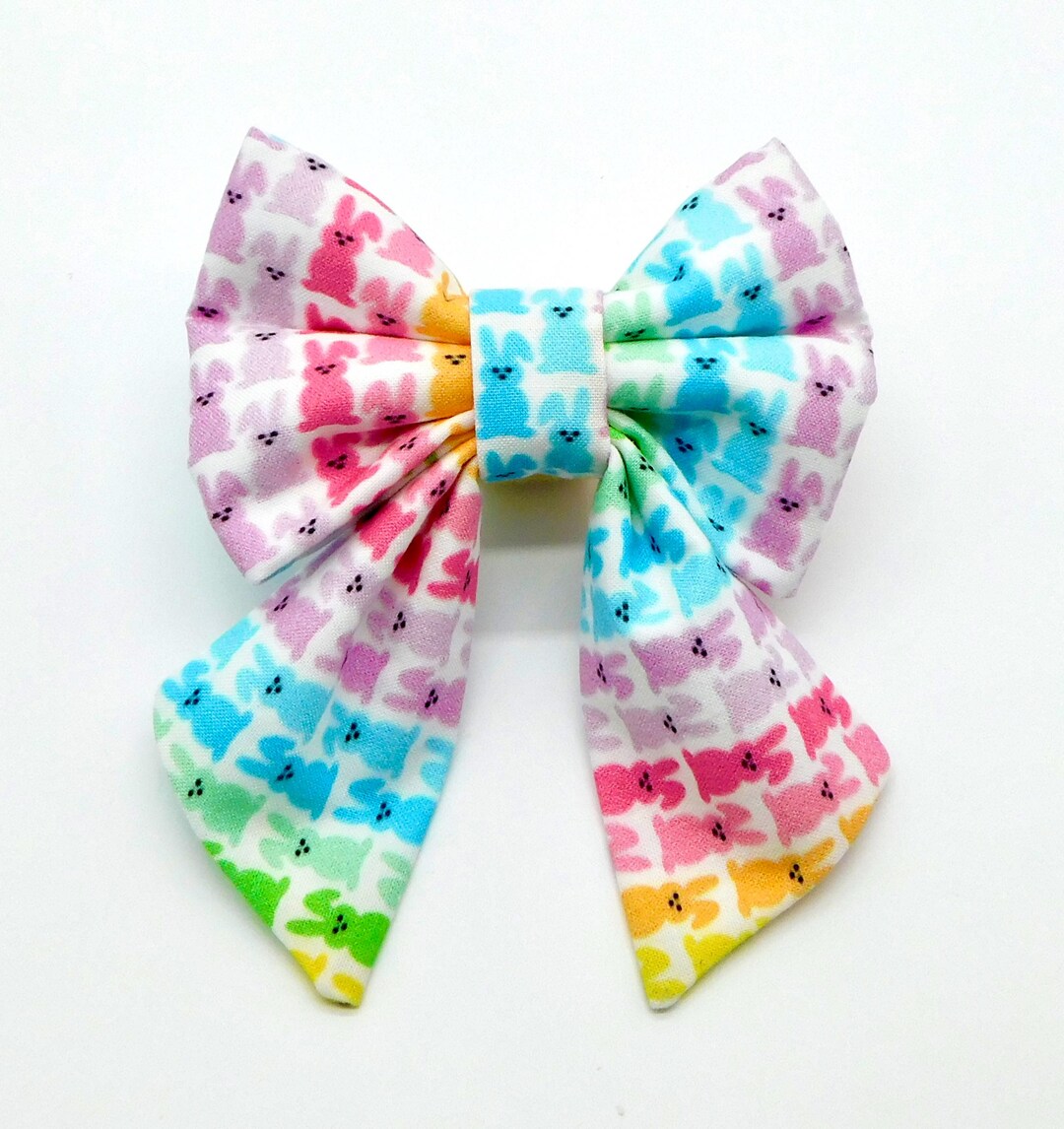 Easter Bunny Girlie Dog Bow Tie - Spring Rainbow Rabbit Bows for Pets ...
