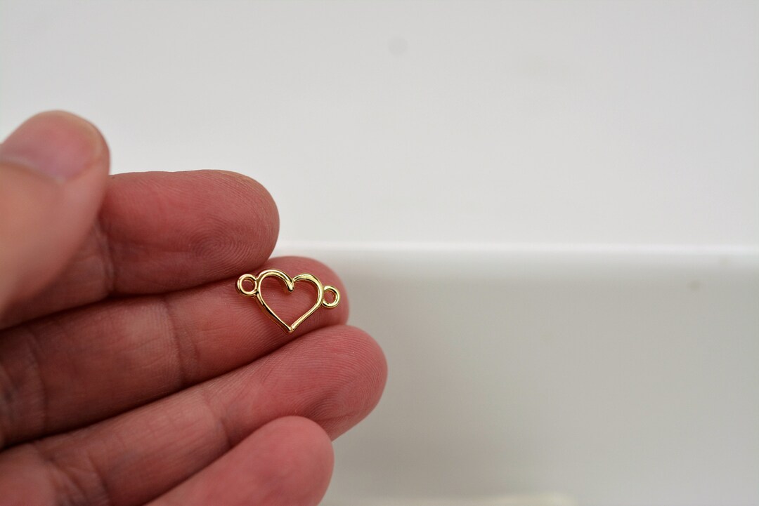 Heart Connector, Tiny Heart Connector, Gold Plated Heart Connector ...