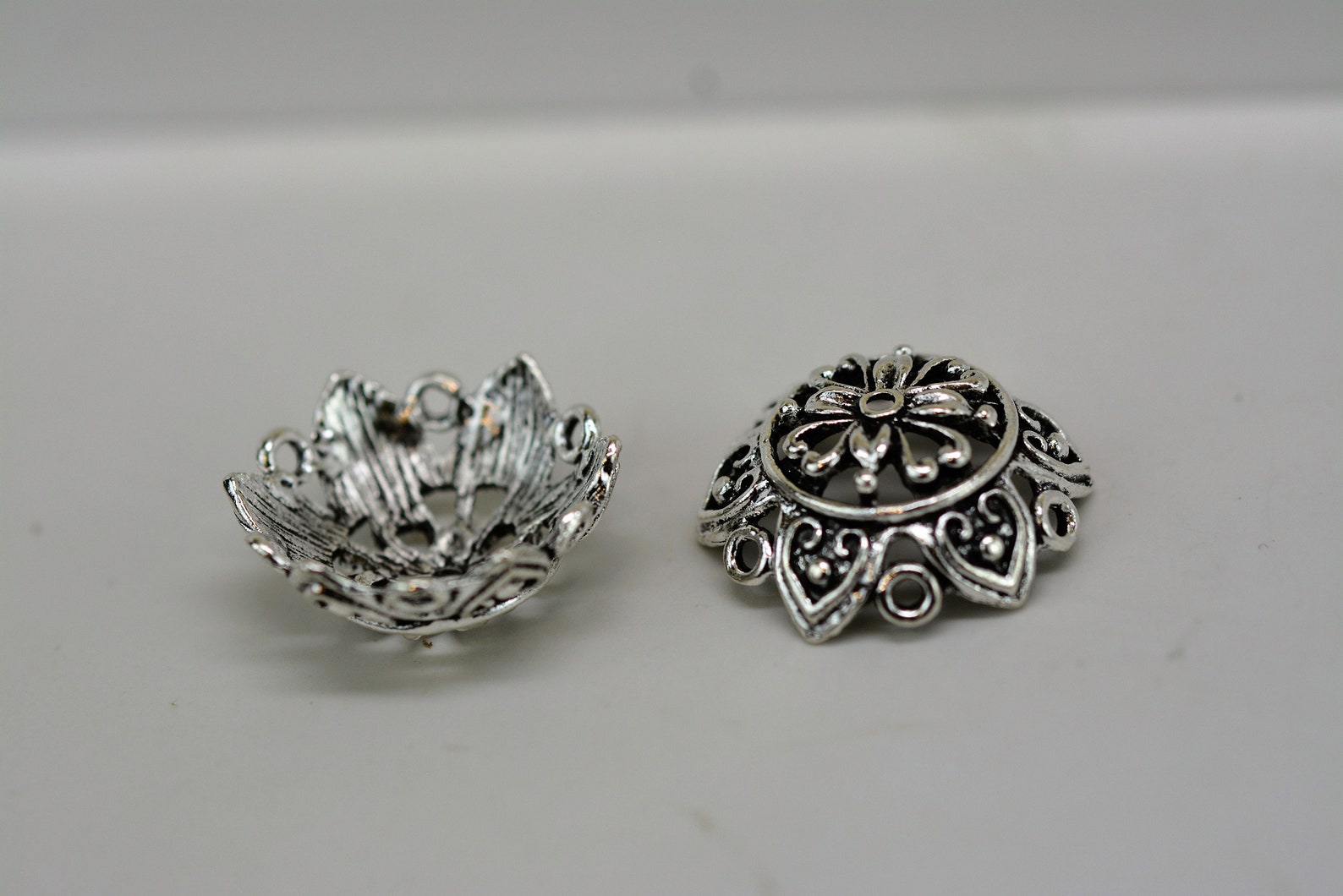 Bead Cap Large Bead Cap Antique Silver Flower Bead Cap 24mm - Etsy