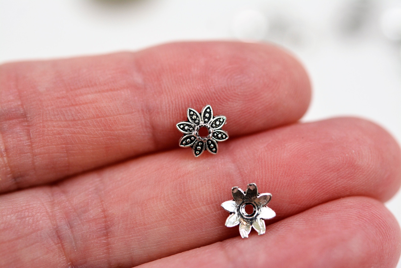 Bead Caps Caps for Beads Silver Bead Cap Dotted Pattern - Etsy