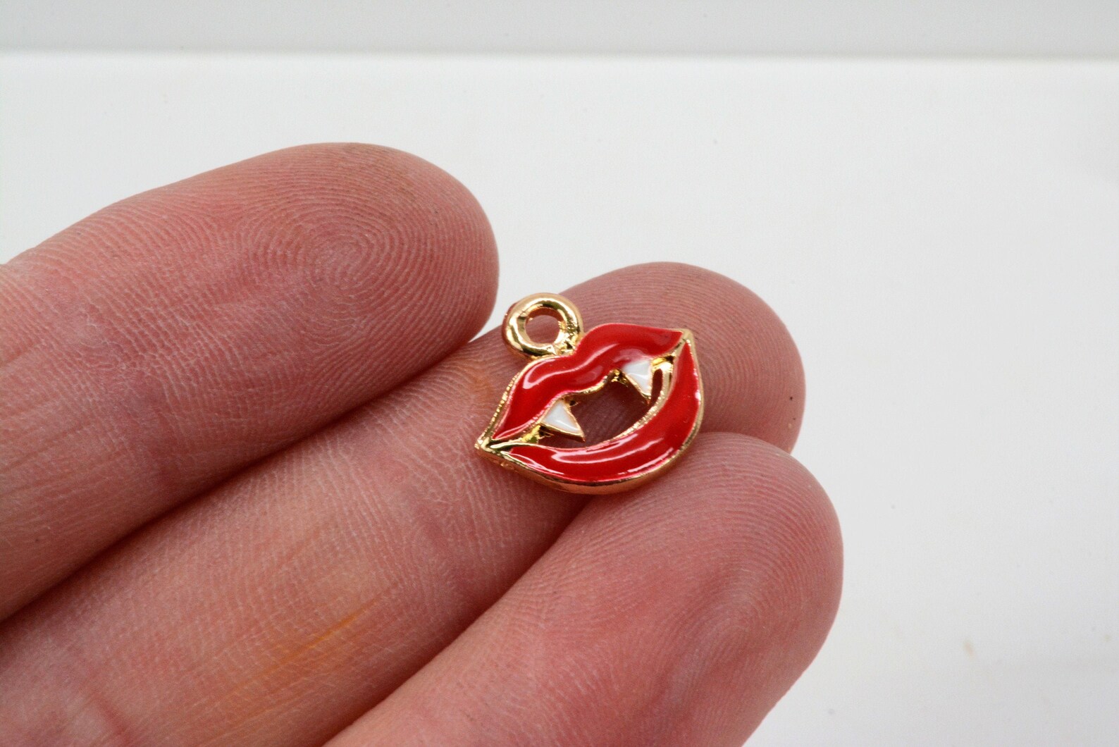 Vampire Teeth Charm Vampire Mouth Charm Enamel Vampire Mouth | Etsy