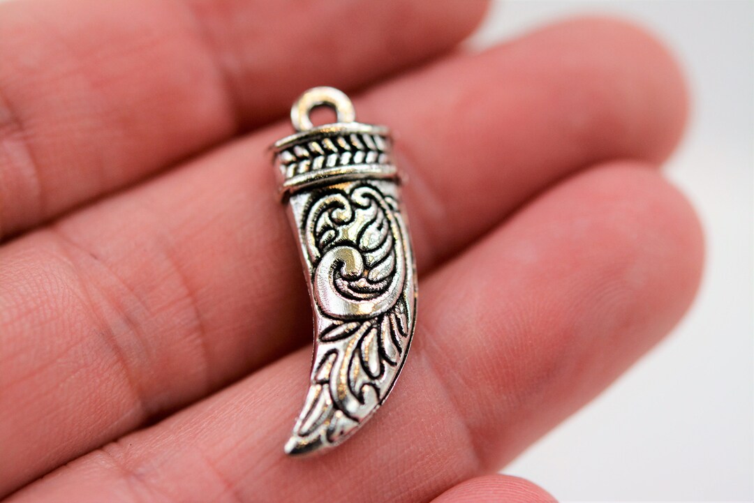 Tribal Dagger Charm Curved Horn Charm Textured Horn Charm - Etsy