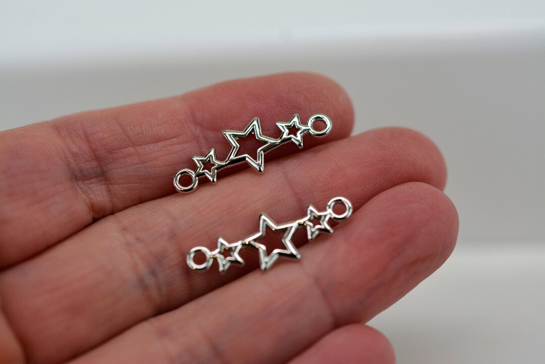 Star Connector, Bracelet Connector, 3 Star Connector, Silver Star ...