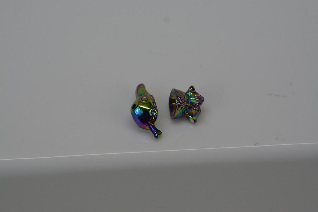 Fish Bead Caps, Animal Bead Caps, Multi-color Fish Bead Caps, Rainbow ...