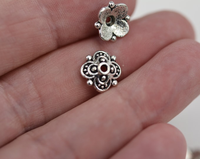 Bead Cap, Large Bead Cap, Antique Silver Flower Bead Cap, 24mm Bead Cap ...