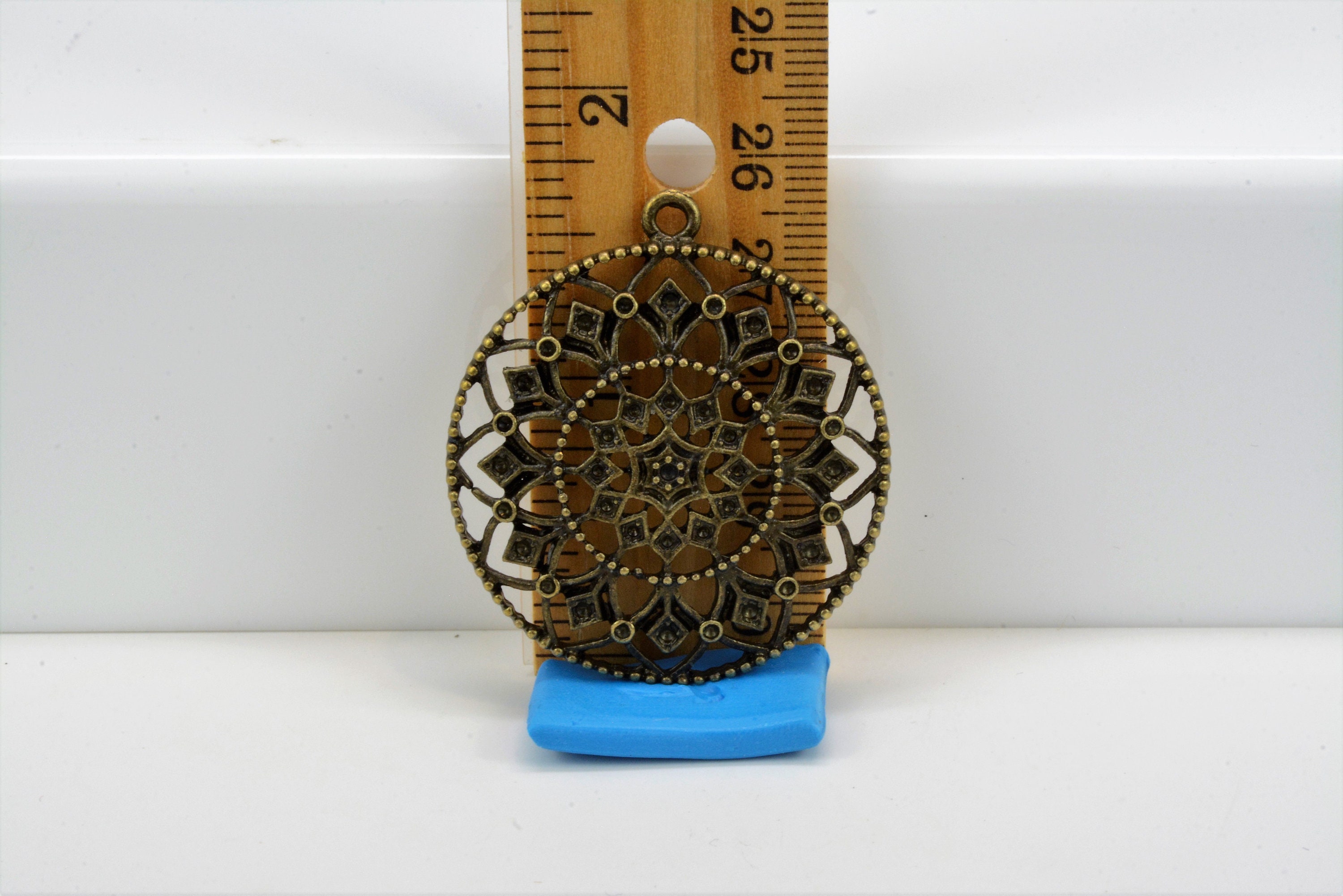 Filigree Round Pendant Round Filigree Flower Pendant Large - Etsy