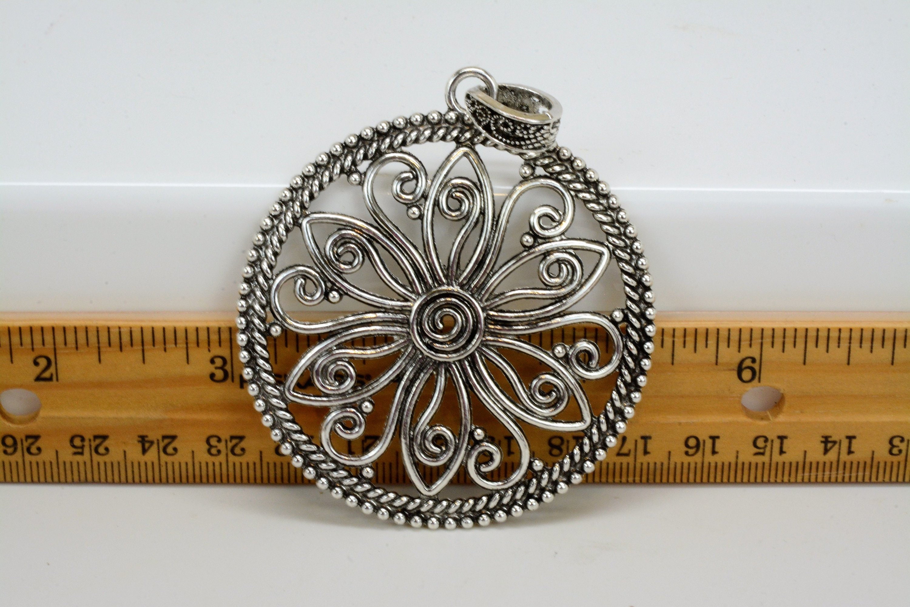 Large Flower Pendant Boho Flower Pendant Large Statement - Etsy