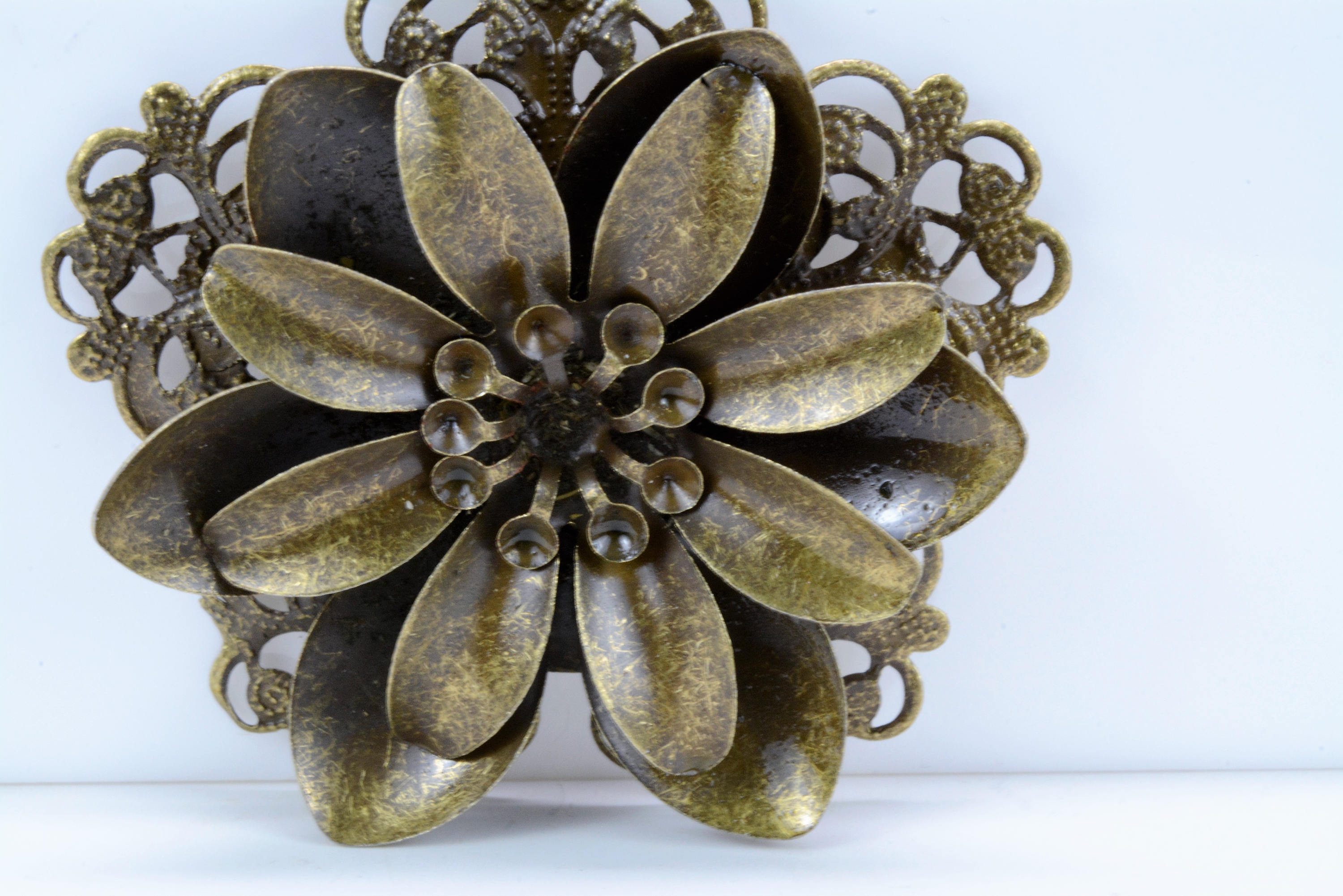 Large Metal Flower Connector: Antique Gold Filigree Finding - Etsy