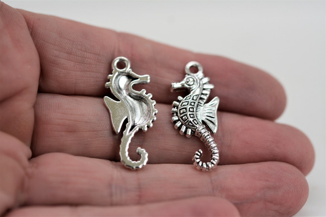 Seahorse Charm, Sea Horse Charm, Silver Seahorse Charm, Bronze Seahorse ...
