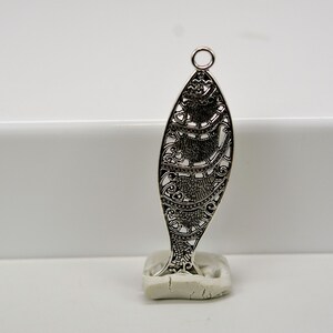 Large Silver Filigree Fish Pendant: Christian Ichthus - Etsy