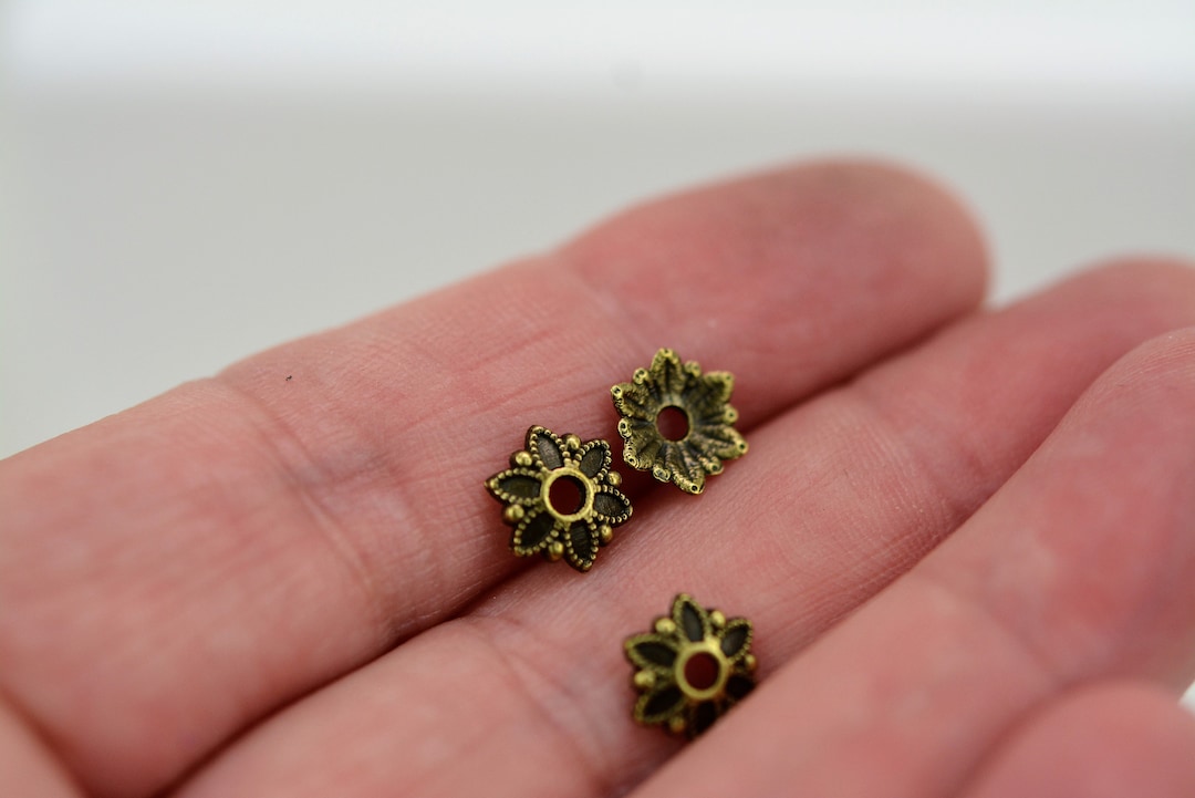 Bead Caps, Caps for Beads, Antique Bronze Bead Cap, 8mm Bead Cap, Set ...