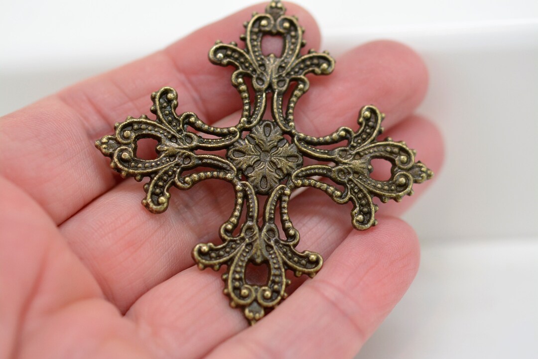 Filigree Cross, Cross Connector, Scrapbooking Cross, Set of 3 Antique ...