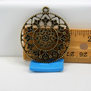 Filigree Round Pendant, Round Filigree Flower Pendant, Large Round ...