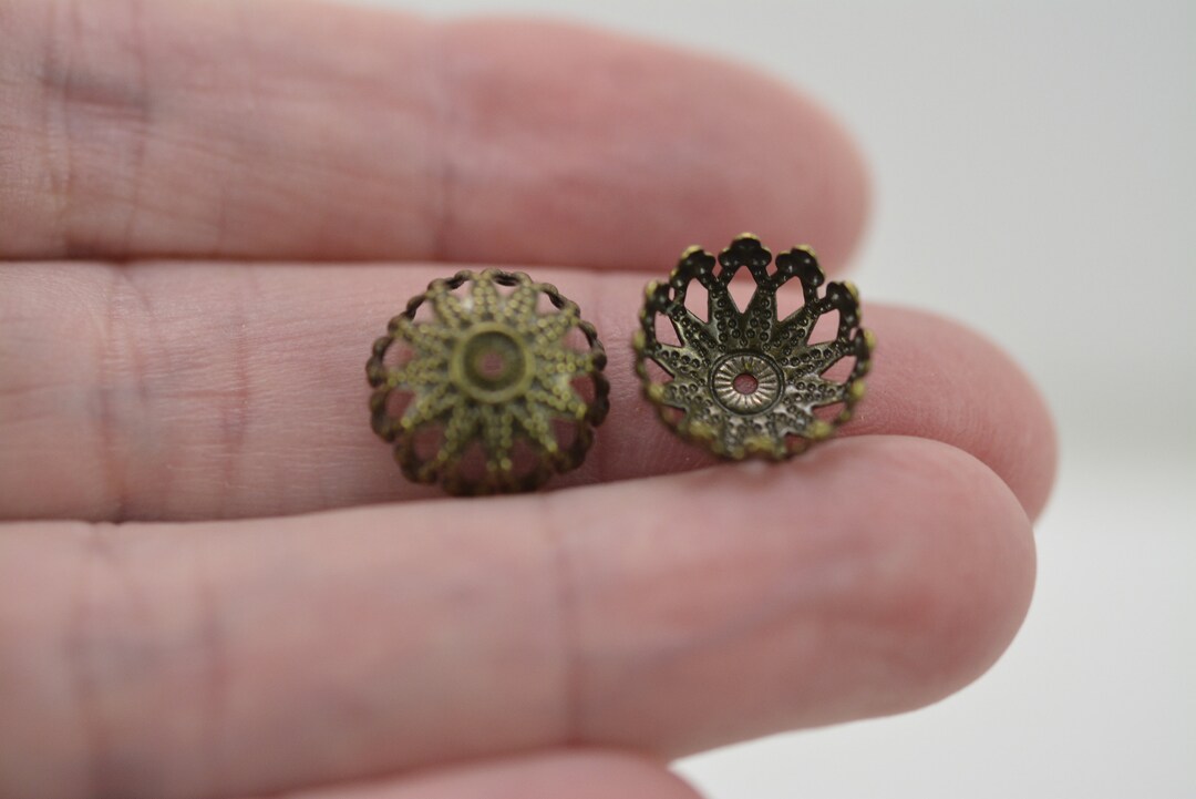 Filigree Bead Cap, 12mm Bead Cap, Antique Bronze Bead Cap, Set of 10 ...
