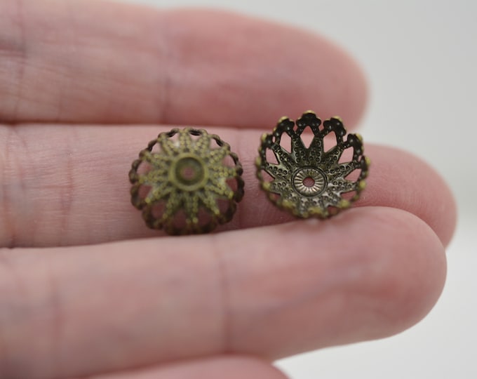 Bead Cap, Large Bead Cap, Antique Silver Flower Bead Cap, 24mm Bead Cap ...
