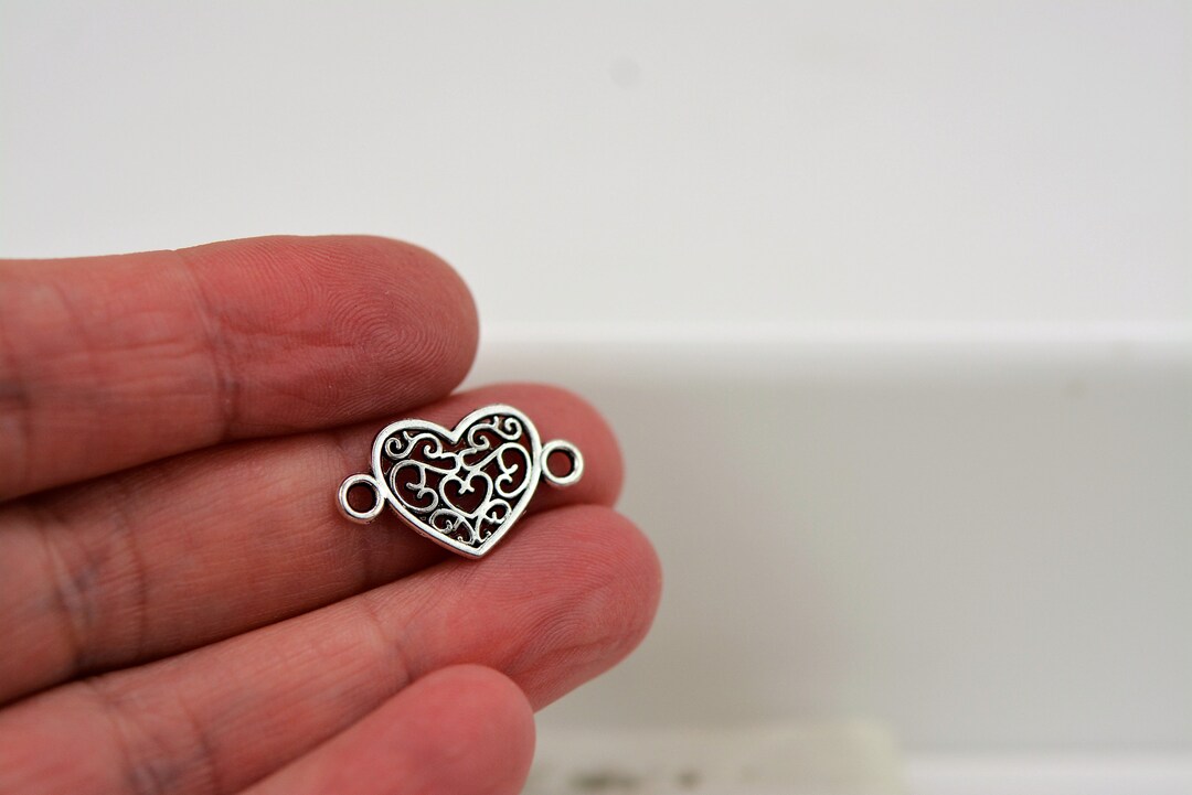 Heart Connector, Valentine Connector, Bracelet Connector, Necklace ...