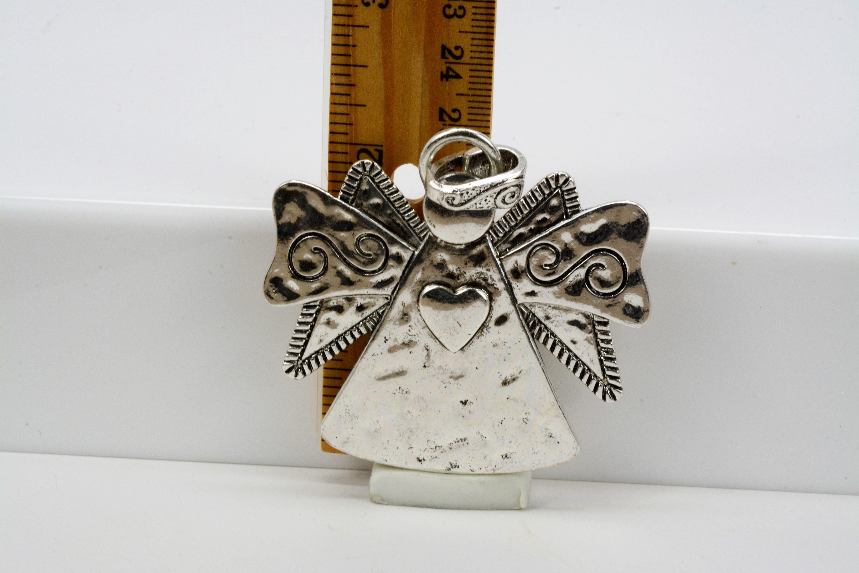 Angel Pendant Large Angel Pendant Antique Silver Angel | Etsy