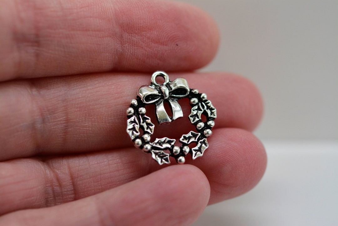 Christmas Wreath Charm, Wreath Charm, Holiday Charm, Christmas Charm ...
