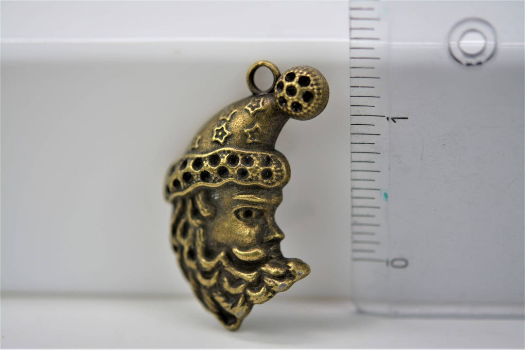 Santa Claus Pendant, Santa Face With Hat Pendant, Metal Santa Head ...