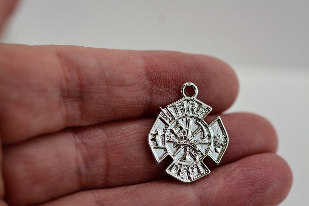 Silver Fire Department Charm: Zinc Alloy Fireman Gift - Etsy