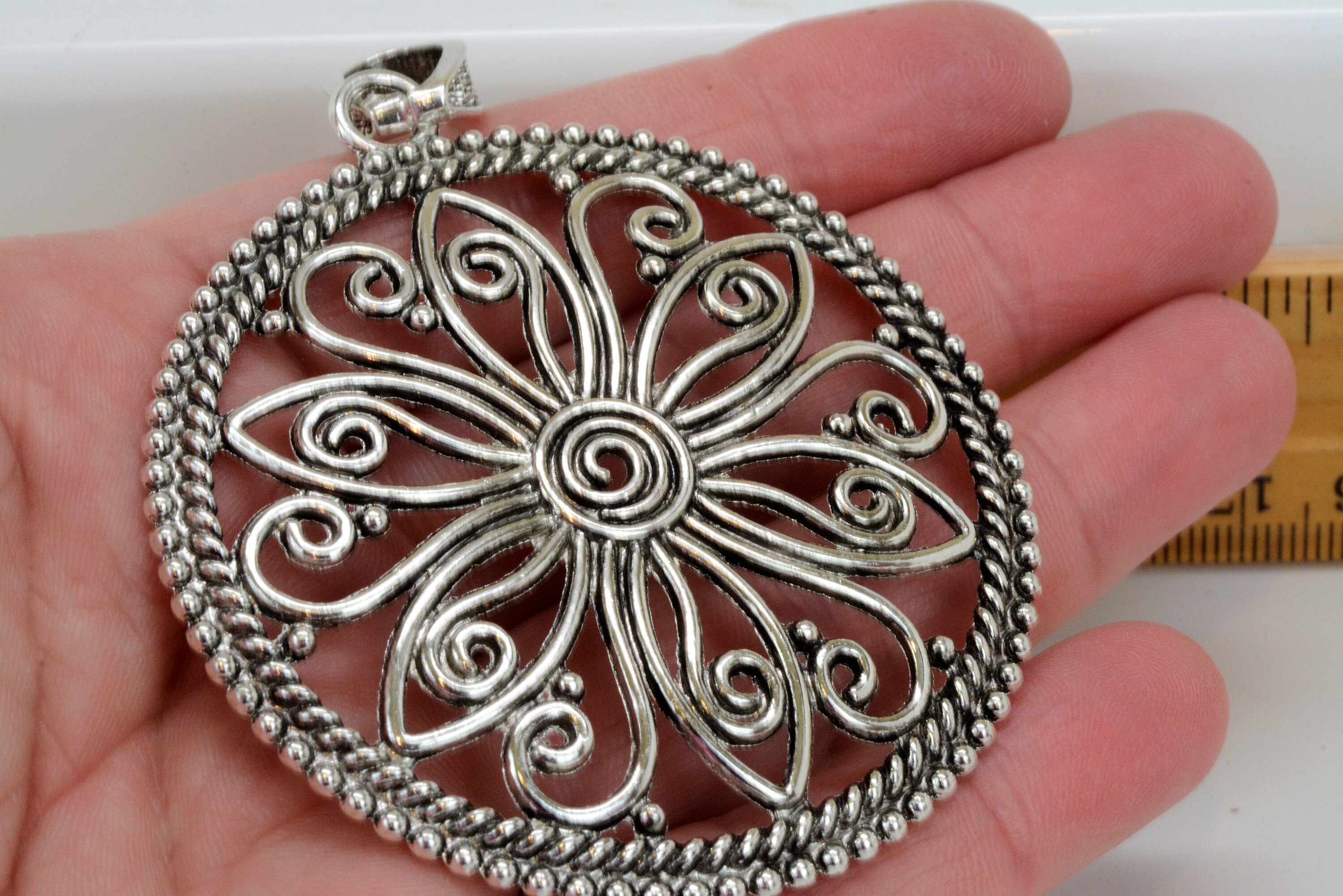 Large Flower Pendant Boho Flower Pendant Large Statement - Etsy