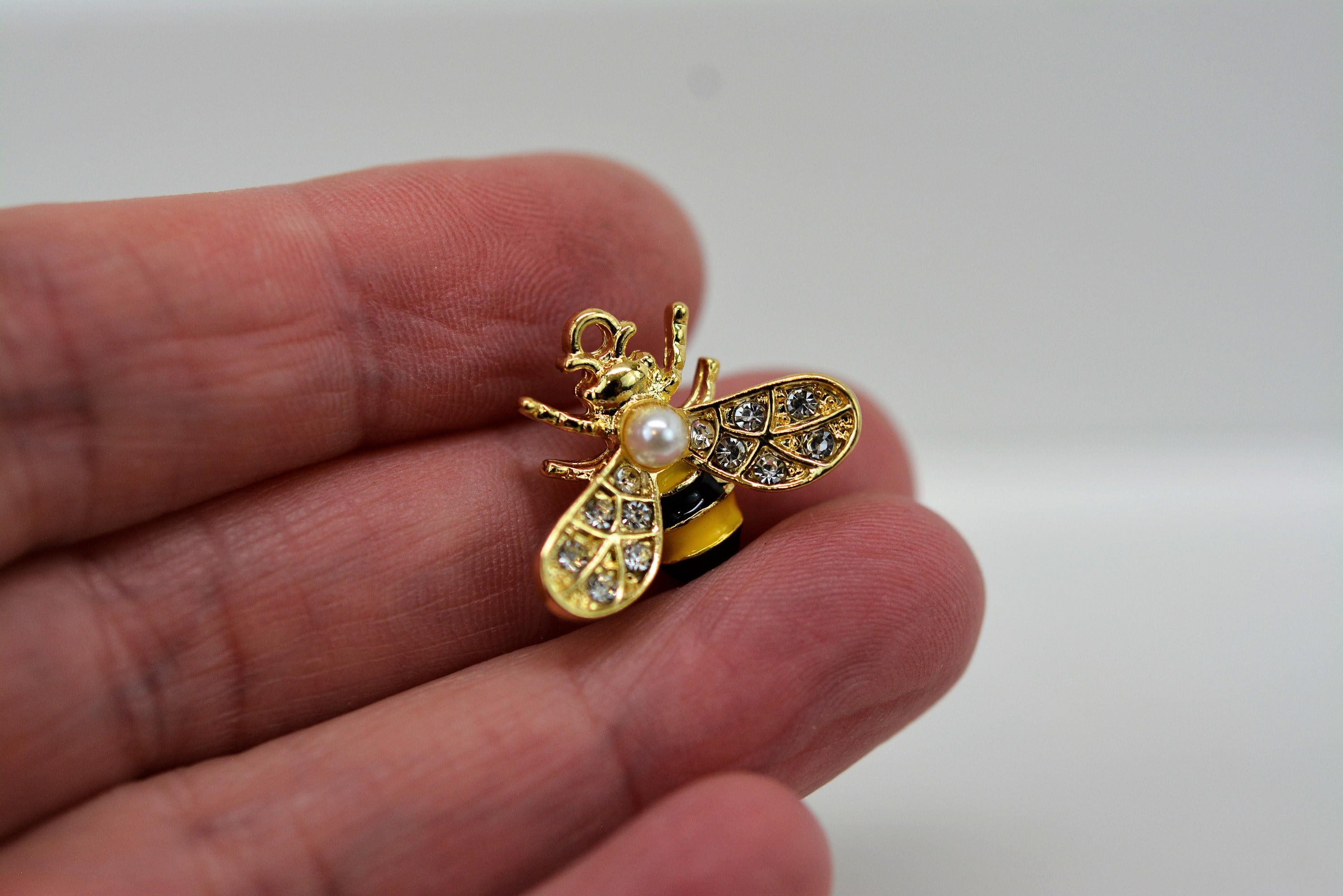 Bee Charm Insect Charm Rhinestone Bee Charm Gold Plated Bee | Etsy